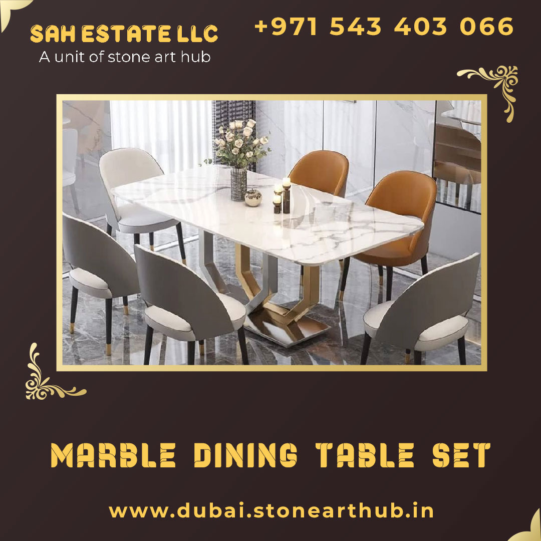 Marble Dining Table Set in Dubai - WhatsApp +971 543403066